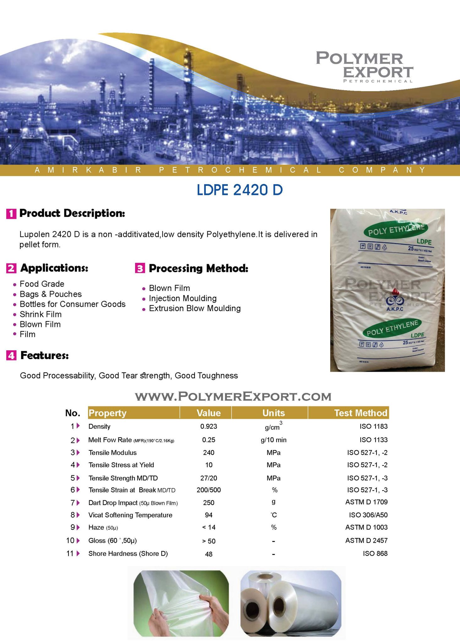 LDPE 2420D (MFI: 0.25) – POLYMER EXPORT